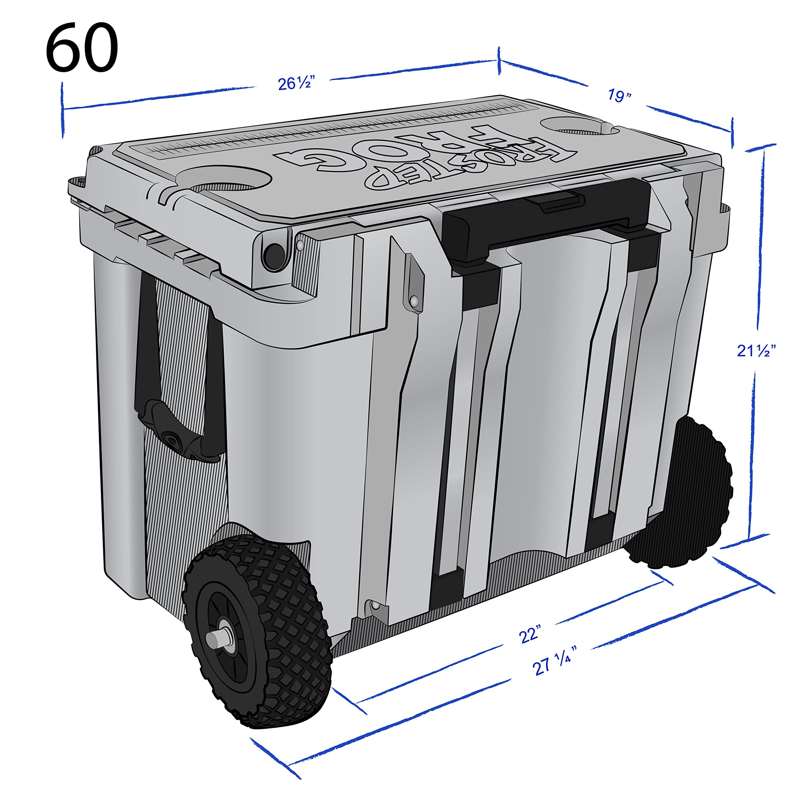 Frosted Frog 60 Quart Ice Chest Heavy Duty High Performance Roto-Molded Commercial Grade Insulated Cooler with Telescoping Handle and Wheels (Red Camo)
