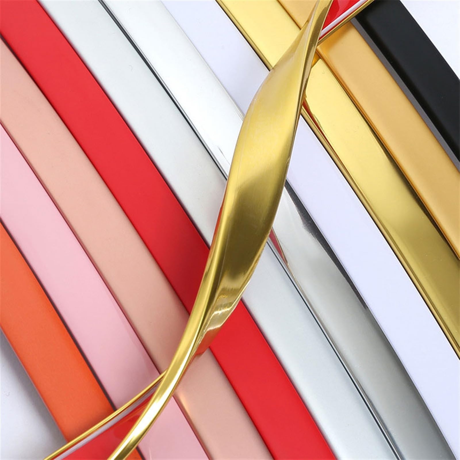 LKYJD U-Shape Edge Banding, 50m PVC Self Adhesive Veneer Edging Trim, Flexible Mirror Border, Peel and Stick Trim Molding for Picture Frame(Gold,18mm)