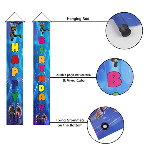 Gaming Happy Birthday Yard Sign Banners, Birthday Decorations Backdrop for Boys Kids,Gaming Theme Party Hanging Porch Door Wall Decor