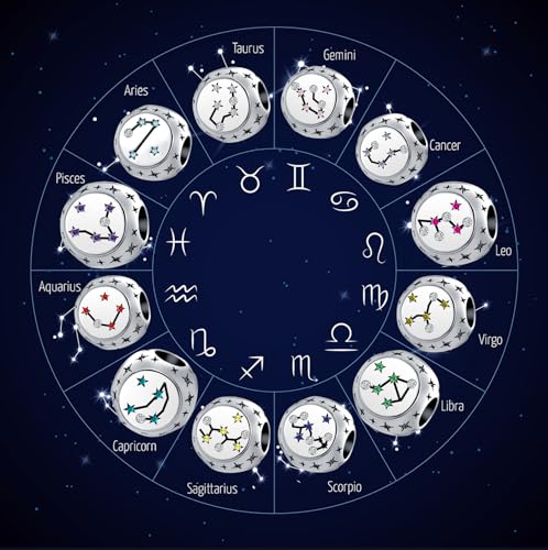 QeenseKc Taurus Horoscope Zodiac Sign Birthday Charm Constellation Clear CZ Astrology Bead for Bracelet Necklace