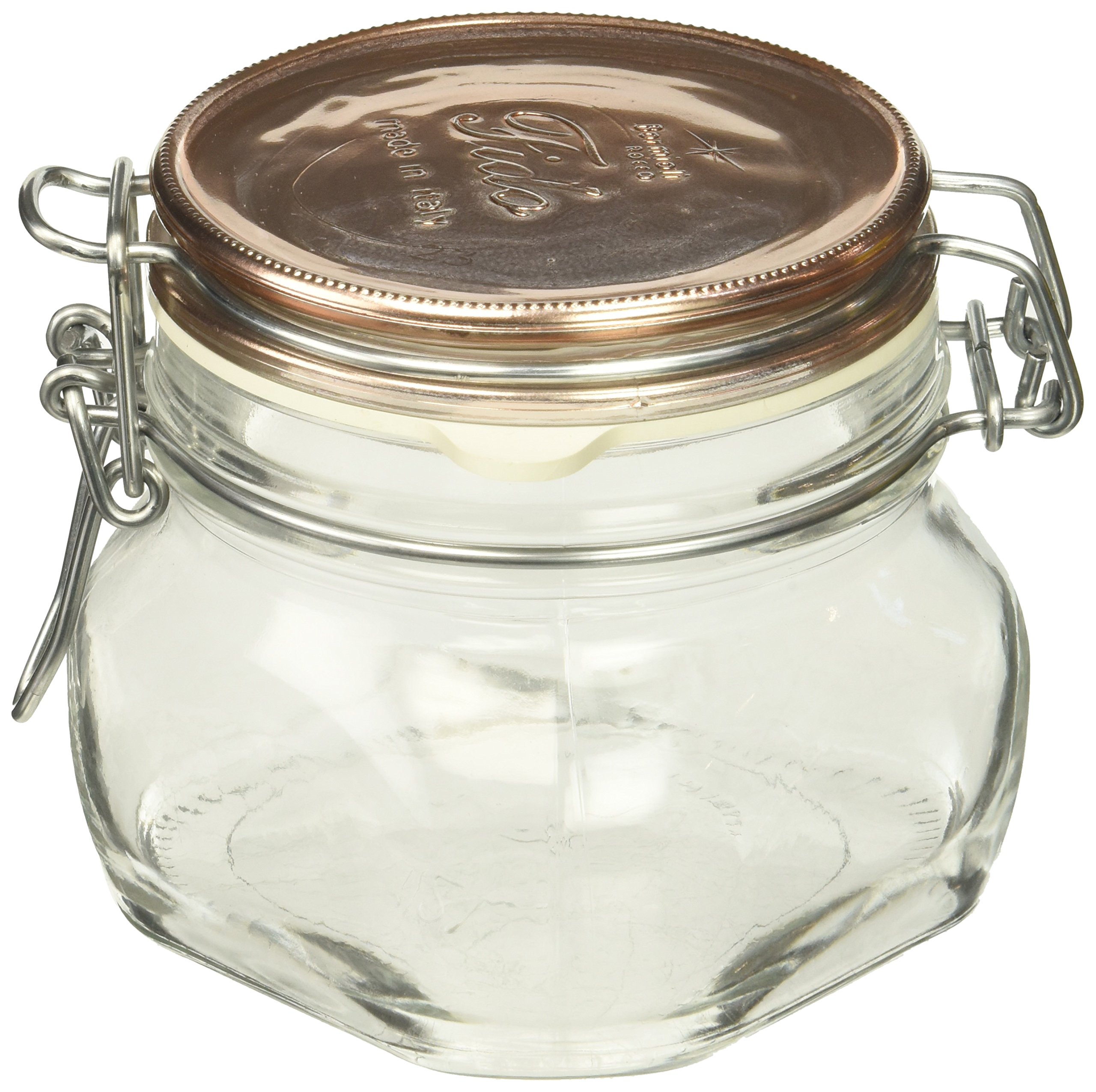 Bormioli Rocco Fido Storage Jar with Copper Lid, 17 Oz (Pack of 6)