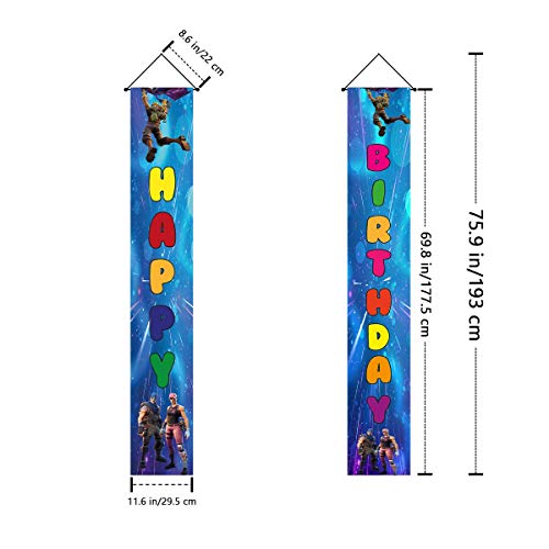 Gaming Happy Birthday Yard Sign Banners, Birthday Decorations Backdrop for Boys Kids,Gaming Theme Party Hanging Porch Door Wall Decor