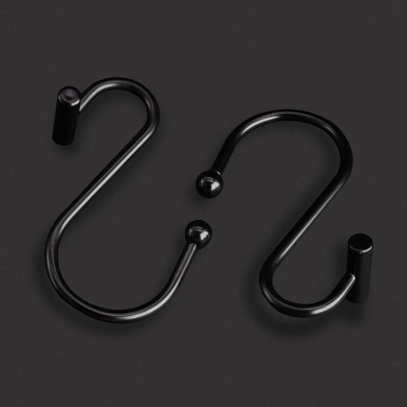 Gracelife Black Rust Resistant Metal T-Bar Shower Curtain Rings, Set of 12