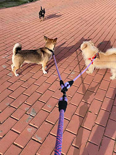 Mycicy Double Dog Leash Coupler, Extension Rope for Two Dogs, No Tangle Dual Dog Lead Splitter for Small Medium Dogs 10-35 lbs (1/3" X 33"- Pinkblue)