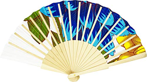 Shenbolen African Batik Hand Held Folding Fans Retro Style (F, One Size)
