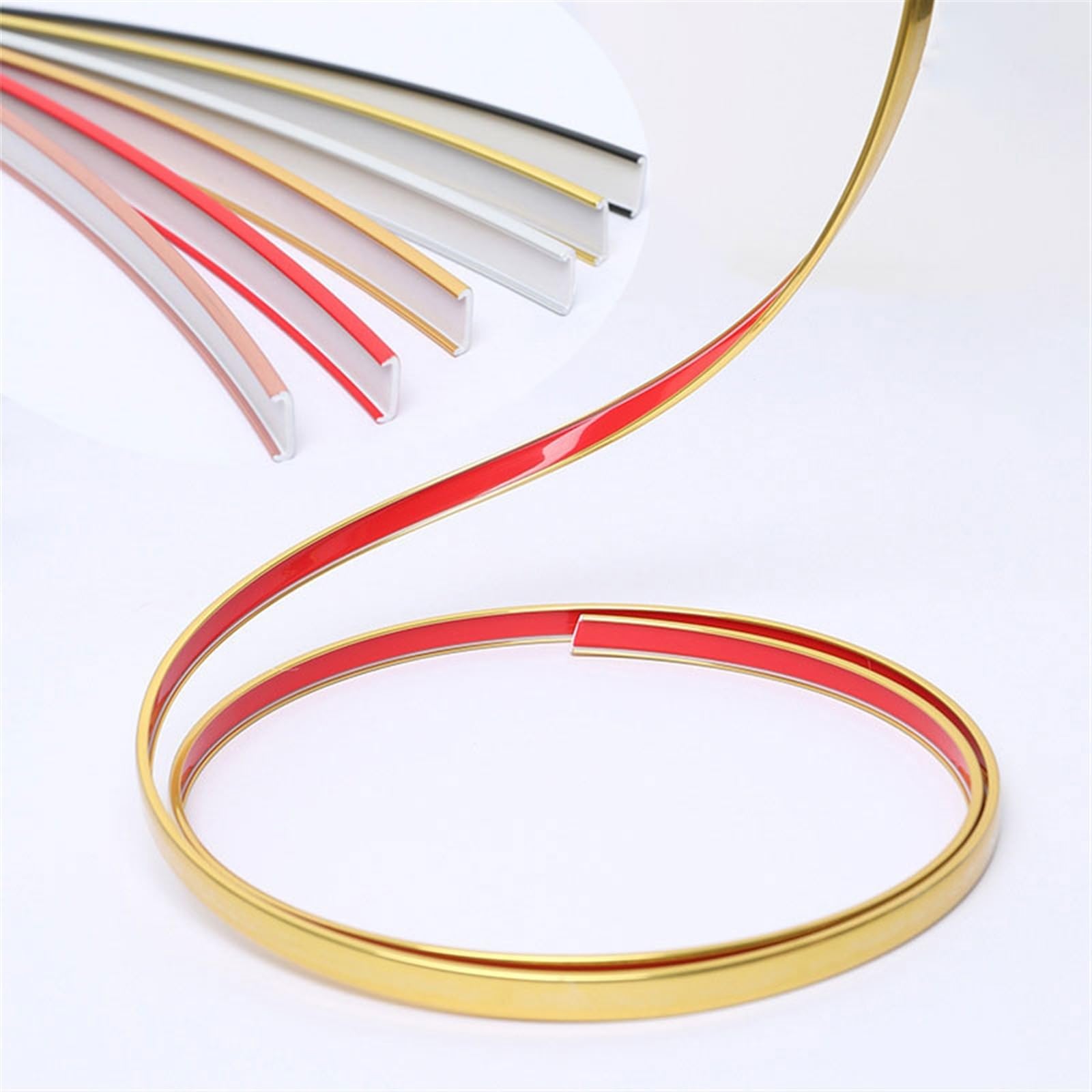 LKYJD U-Shape Edge Banding, 50m PVC Self Adhesive Veneer Edging Trim, Flexible Mirror Border, Peel and Stick Trim Molding for Picture Frame(Gold,18mm)