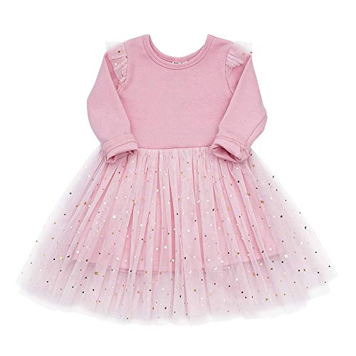Toddler Girls Dresses Tutu Party Sequins Stars Prints Tulle Princess Style 6m to 4t (9-12m, Pink)