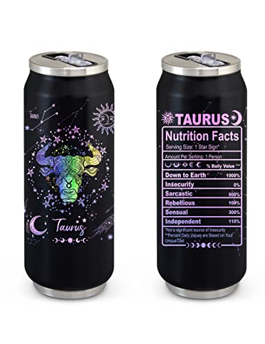 Taurus Gifts for Women,Taurus Gifts Tumbler,Taurus Zodiac Cup,Witchy Gothic Gifts Astrology Constellation Stainless Steel Insulated 17 OZ Can Tumbler with straw lid Coffee Mug