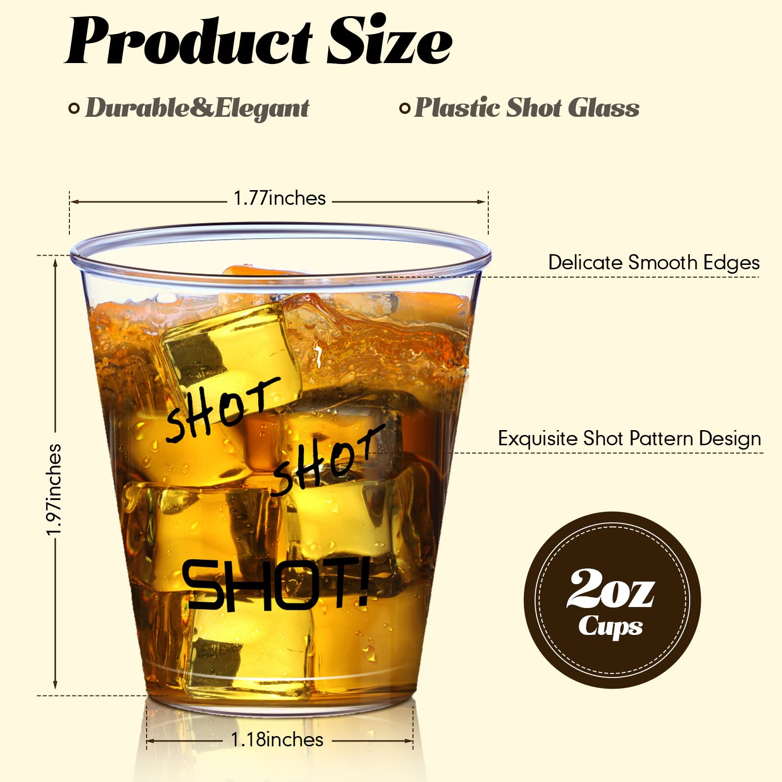 Nuogo 200 Pack Plastic Shot Glasses 2 oz Hard Plastic Disposable Cups Clear Sample Cups Cheer Cups Small Tasting Cups for Wine Whiskey Food Sample Condiments Sauce Party Supplies