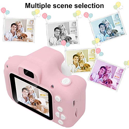 Kids Camera for 3-8 Year Old Toddler Childrens Digital Camera Mini Rechargeable Shockproof Video Camcorder Gifts with 32GB Memory Card for Birthday-Pink
