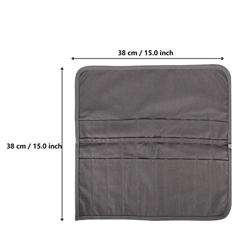 GLOGLOW Canvas Paintbrush Wrap Roll Up Case Holder, Gray Canvas Paintbrush Holder Paint Pen Roll Up Bag Case Travel Drawing Paintbrush Roll Organizer (Brushes NOT Included)