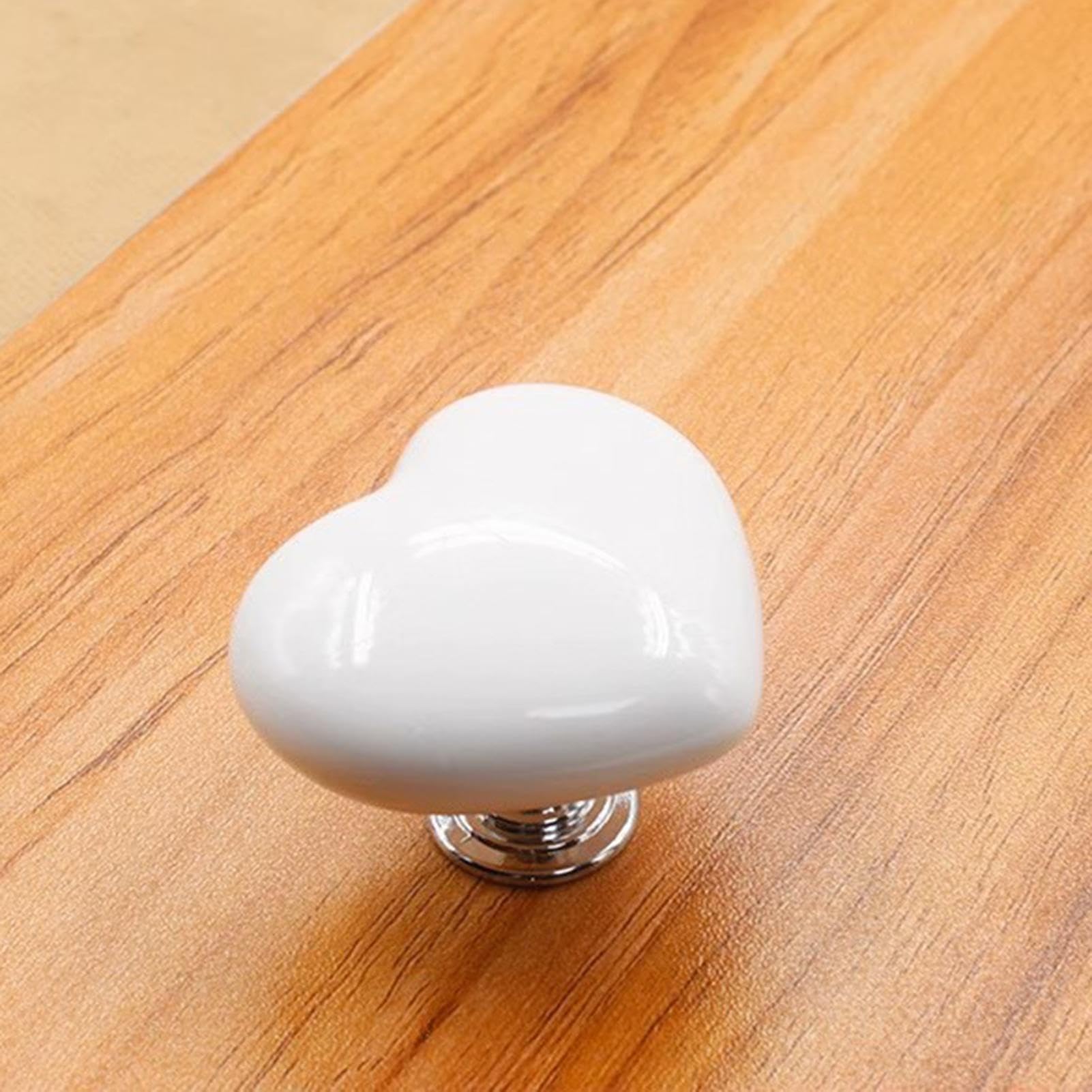 Toilet button press top toilet button flush replacement heart-shaped toilet button creative heart-shaped toilet tank button drawer handle door handle home decoration (White)