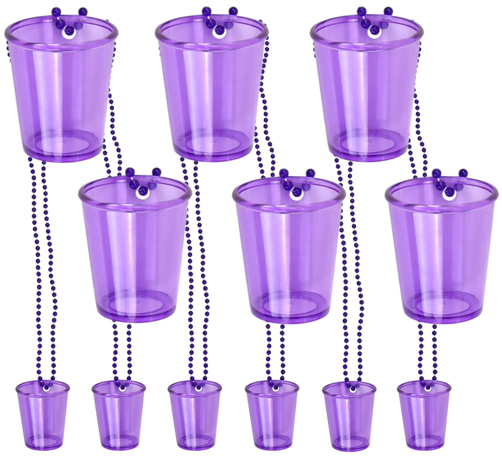 Iconikal Shot Glass on Beaded Necklace, Purple, 12-Pack