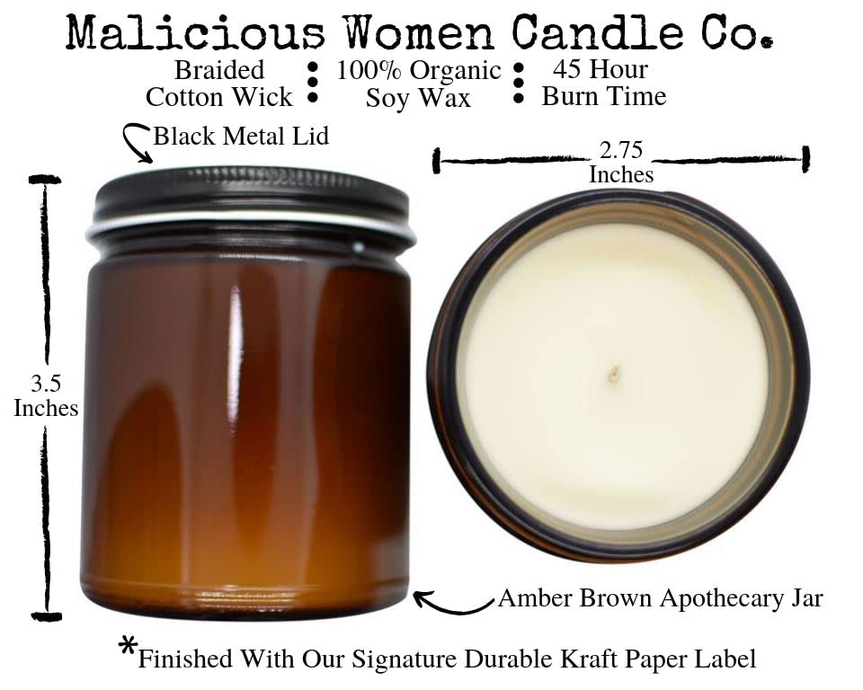 Malicious Women Co - Taurus Zodiac Soy Candle, 9oz, Handmade Organic Wax, Fig, Cedar & Moss Scent, Astrology Gift for Women, Natural Candle, Vegan, Clean Burning, Aromatherapy, Relaxation, Home Décor