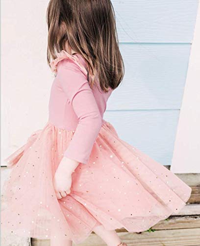 Toddler Girls Dresses Tutu Party Sequins Stars Prints Tulle Princess Style 6m to 4t (9-12m, Pink)