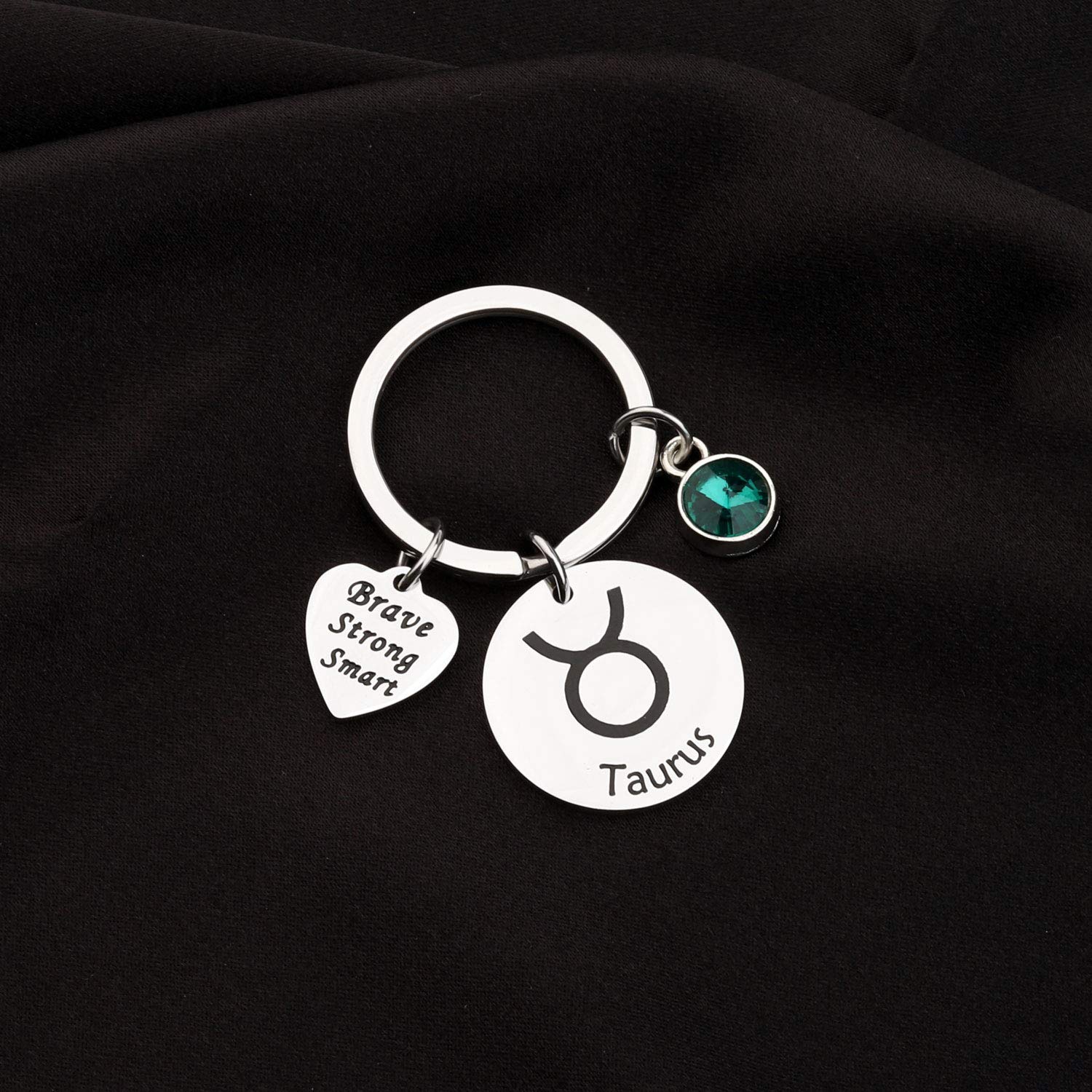 bobauna 12 Zodiac Constellation Disc Keychain Birthstone Horoscope Jewelry Astrology Gift For Family Friend (Taurus keychain)
