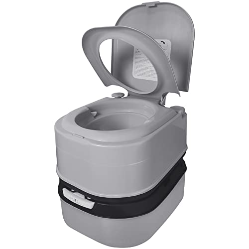Mupera Outdoor Portable Toilet - Upgraded Portable Camping Toilet, 6.4 Gallon Waste Tank, Double-outlet Anti-leak with Level Indicator Travel RV Potty for RV Camping Traveling Boating Fishing, Grey