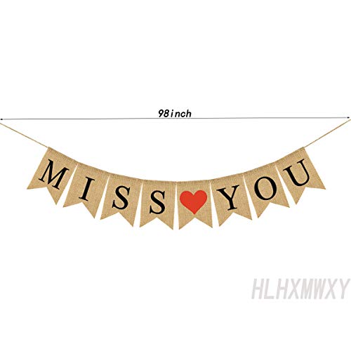 WE WILL MISS YOU Burlap Banners Decor(5.1X7.1INCH) Bunting Engagement| Marriage |Proposal Anniversary Party Decorations Supplies(MISS YOU)