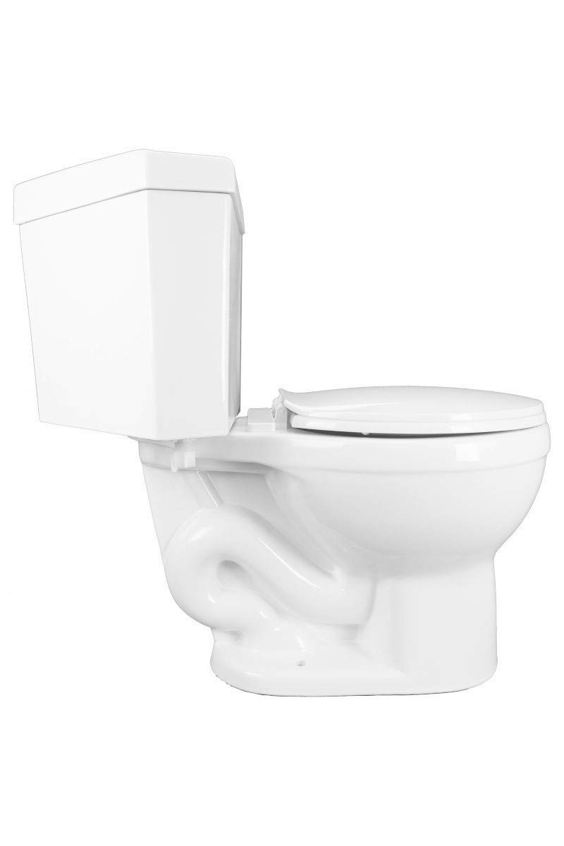 Renovators Supply Troyt Compact Corner Bathroom Toilet, 2-Piece Round - 0.8/1.6 GPF High Low Top Tank Button Flush WaterSense - ADA Heavy Duty Porcelain