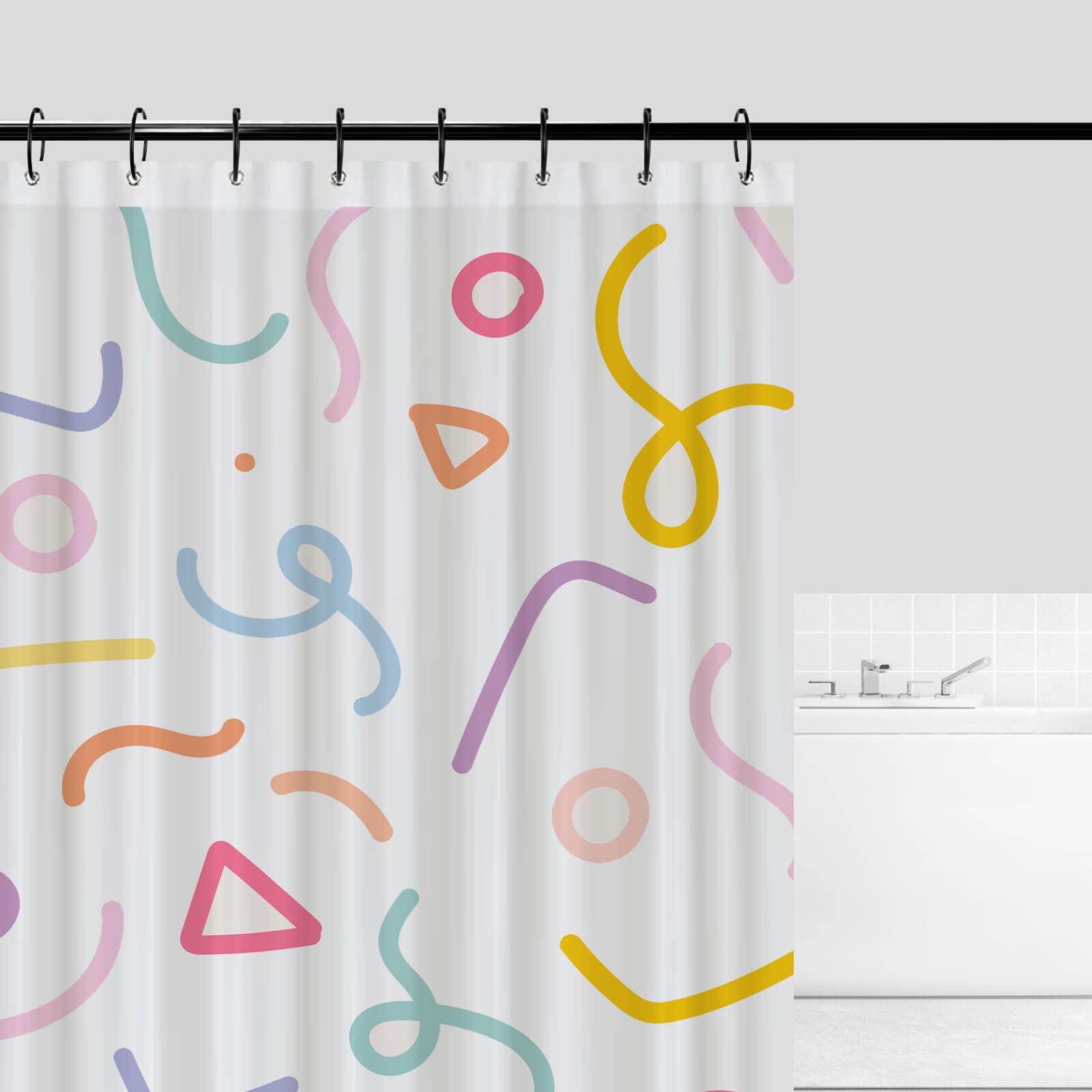 YGAOHF 30 Pack Black Shower Curtain Rings - 2 Inch Rustproof Metal Shower Curtain Hooks for Bathroom, Glide Smoothly Round Shower Rings, Snap Joint Design