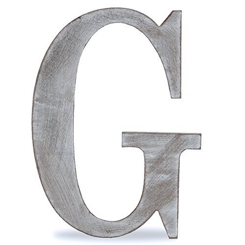 The Lucky Clover Trading G Wood Block, 14" L, Charcoal Grey Wall Letter, Gray
