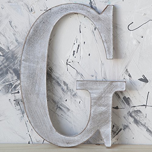 The Lucky Clover Trading G Wood Block, 14" L, Charcoal Grey Wall Letter, Gray