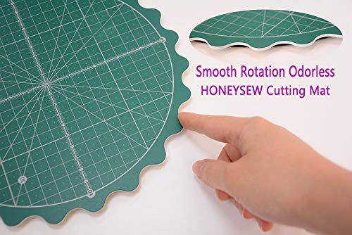 HONEYSEW Circle Rotary Cutting Mat Diameter 20cm(8") Self Healing for Any Table Protection Board Quilt Fabric Doing Crafts Sewing Quilting Projects Rotating Cutter Pad (Green Color)