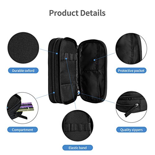 VIRTUALSHELF Fire Baseball Big Capacity Pen Case with Zipper Large Storage Pencil Pouch for Girl Boy Business Office(Black),One Size