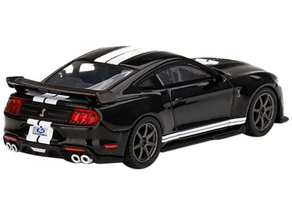 Shelby GT500 Shadow Black with White Stripes Limited Edition to 3600 Pieces Worldwide 1/64 Diecast Model Car by True Scale Miniatures MGT00334