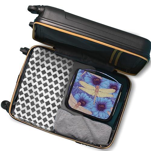 POFATO Dragonfly Blue Flower Travel Toiletry Bag Cosmetic Makeup Bag for Women Men Hanging Hook Wash Toiletries Portable Toiletry Bags Organizer