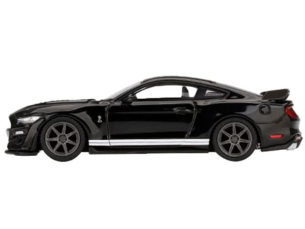 Shelby GT500 Shadow Black with White Stripes Limited Edition to 3600 Pieces Worldwide 1/64 Diecast Model Car by True Scale Miniatures MGT00334