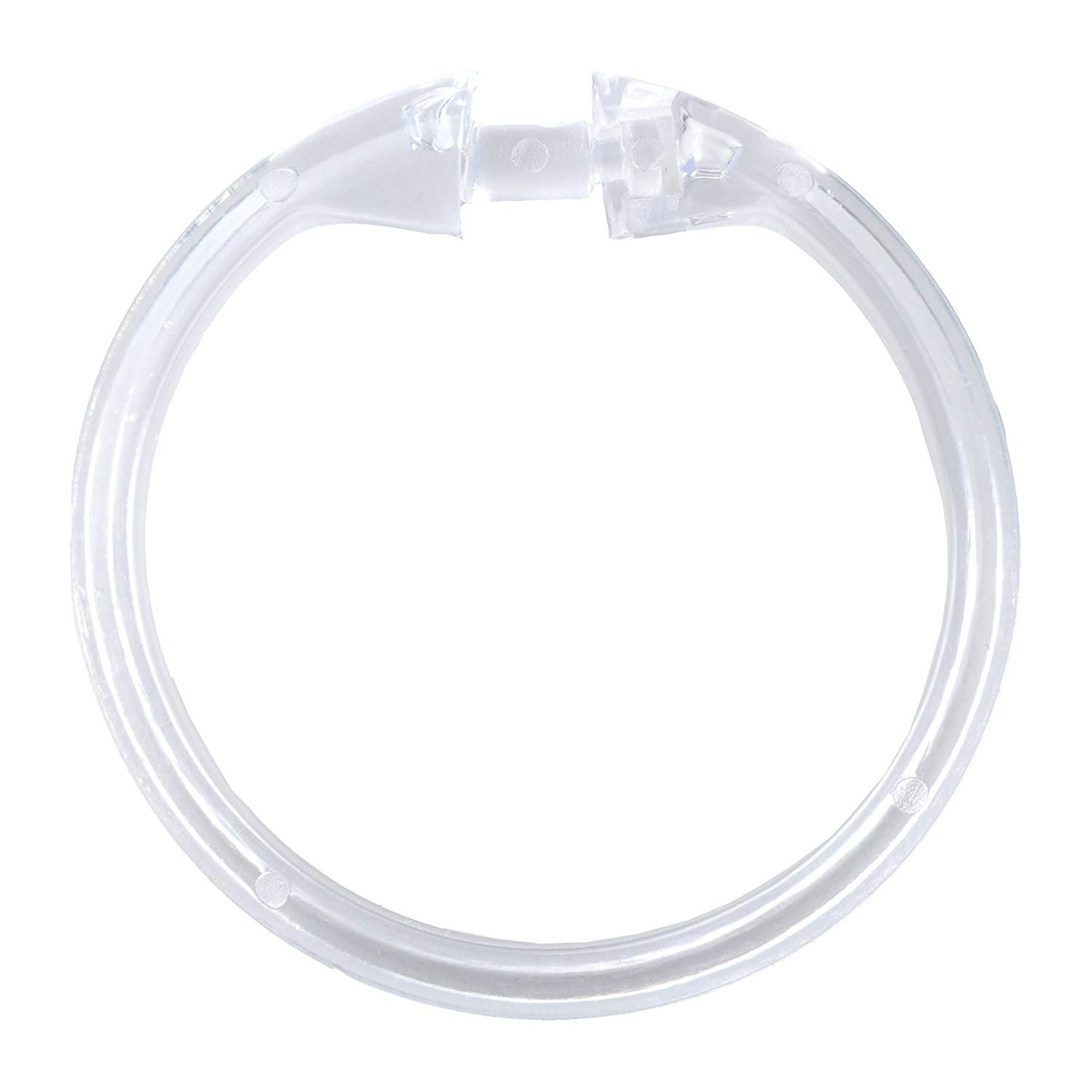 Rocky Mountain Goods Simple Spaces Clear Plastic Curtain Rings - 12 Pack - Click securely in Place - Unbreakable Plastic - True O Ring Design - Slides Easily Without Screeching Like Metal (Clear)