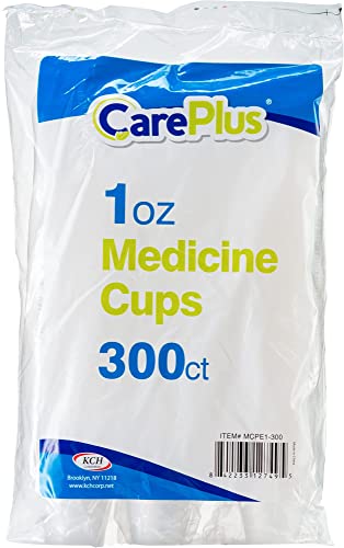 (300 Count 1oz) Disposable Medicine Cups with Embossed Measurements Marking, for liquid and dry medication, By Care Plus