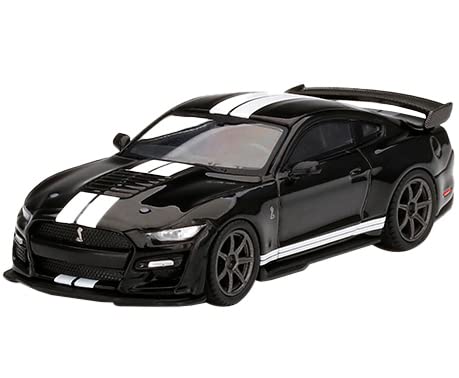 Shelby GT500 Shadow Black with White Stripes Limited Edition to 3600 Pieces Worldwide 1/64 Diecast Model Car by True Scale Miniatures MGT00334