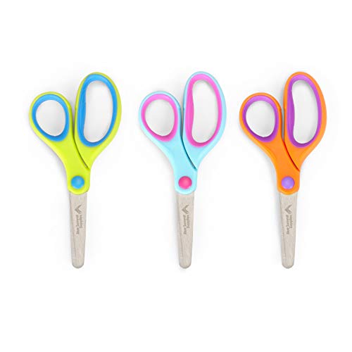 Blue Summit Supplies Kids Scissors, Student Scissors with Comfort Grip, Bulk Safety Scissors for School and Classrooms, Orange, Blue, and Pink Children Scissors, 12 Pack
