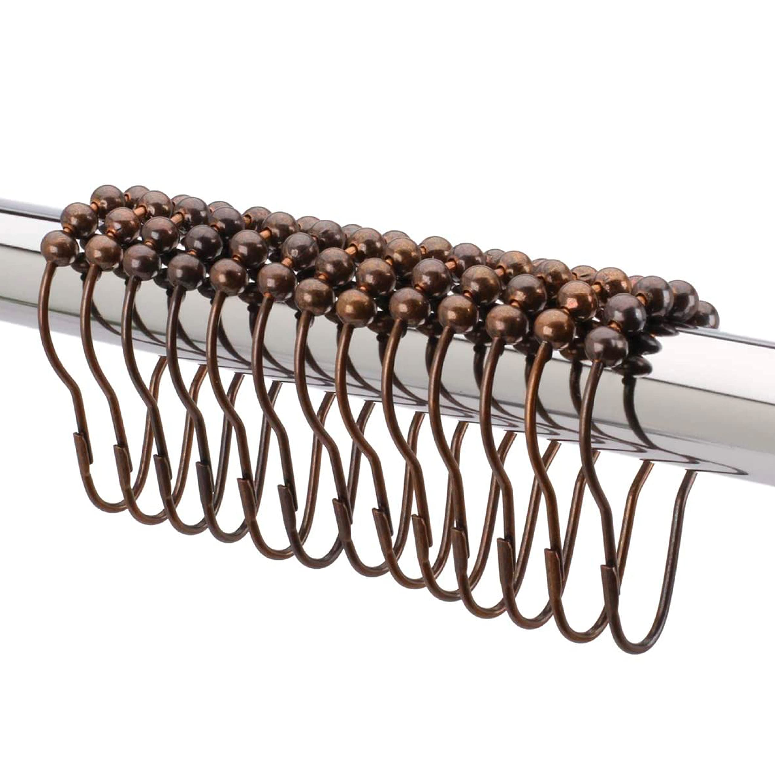 2lbDepot Shower Curtain Rings Hooks - Oil Rubbed Bronze Finish - Premium 18/8 Stainless Steel - Locking Rings with Easy Glide Rollers - Five Finishes Available - Set of 12 for Shower Rods