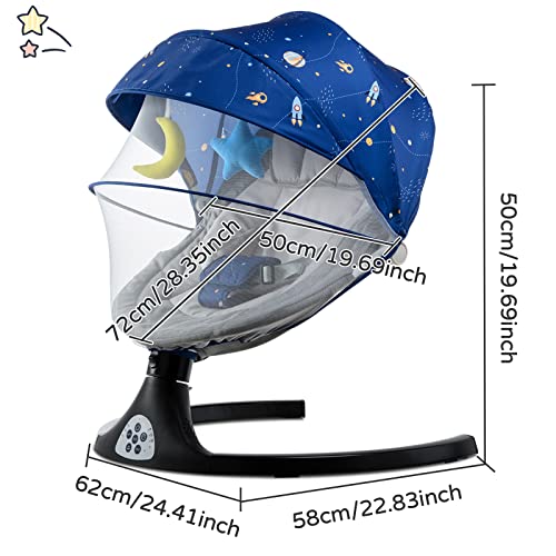 Baby Swing for Infants, Baby Rocker with 5 Natural Sway Speeds, 5 Point Harness Baby Bouncer for 5-20 Lb, 3-36 Months(Black)