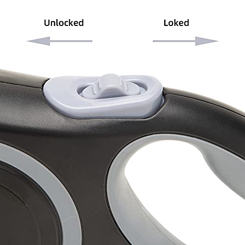 PINA Retractable Dog Leash, 26ft Dog Leash for Small Medium Large Dogs Up to 110lbs, 360° Tangle-Free Reflective Nylon Tape, with Anti-Slip Handle, One-Handed Brake, Pause, Lock - Black & Blue /2PACK