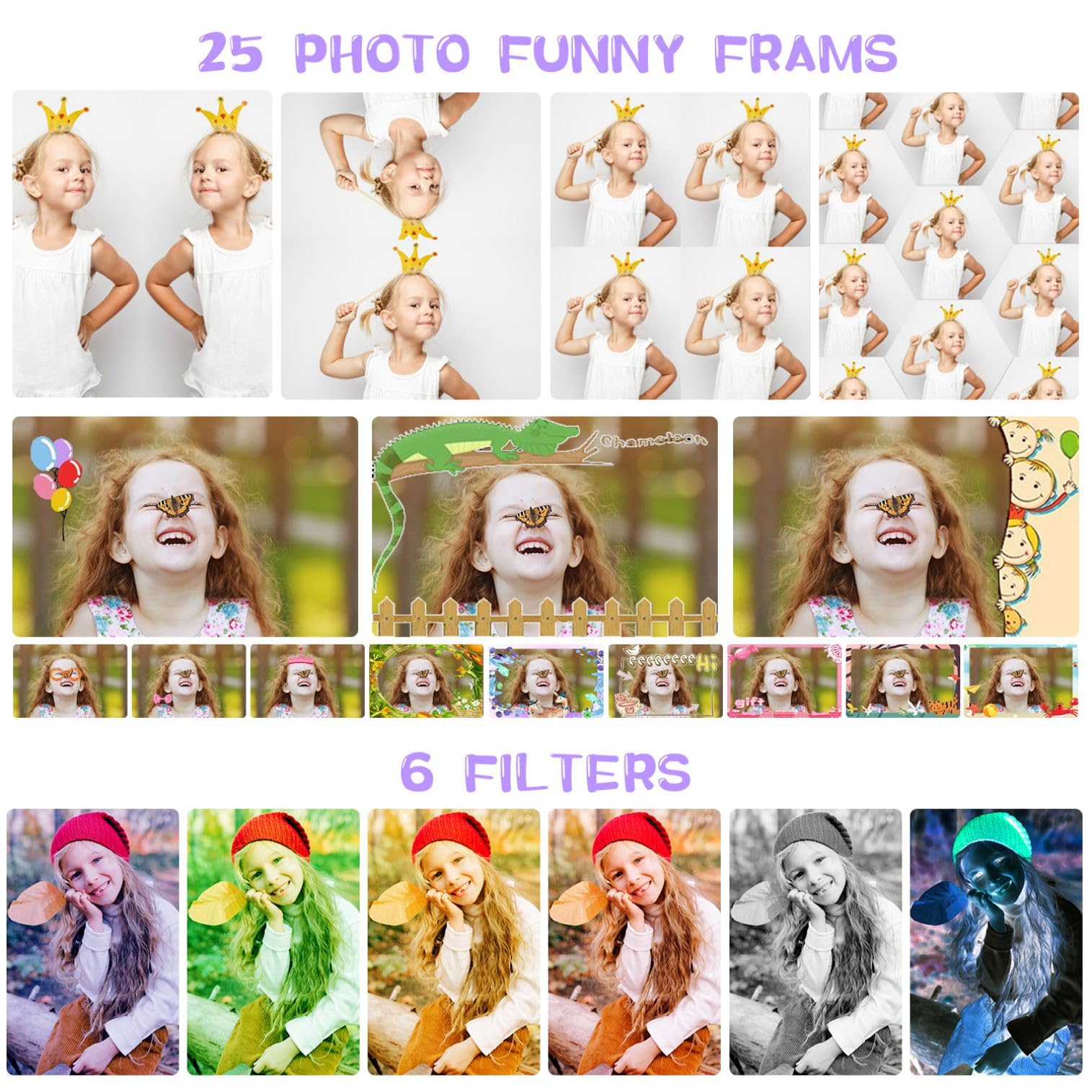 Kid Camera,ARNSSIEN Camera for Kid,2.4in IPS Screen Digital Camera,180°Flip Len Student Camera,Children Selfie Camera with Playback Game,Christmas/Birthday Gift for 4 5 6 7 8 9 10 11 Year Old Girl Boy
