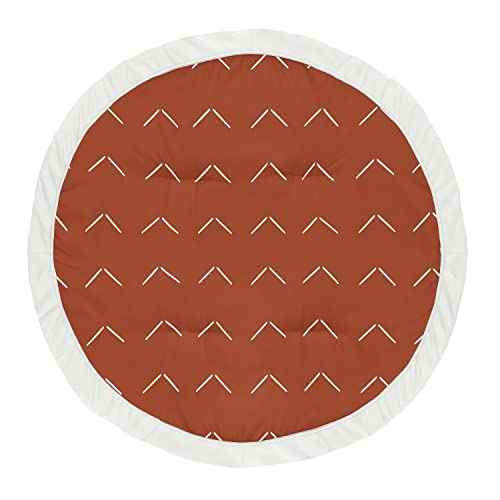Sweet Jojo Designs Boho Arrow Boy Girl Baby Playmat Tummy Time Infant Play Mat - Ivory Burnt Orange Rust Off White Farmhouse Southwest Shabby Chic Designer Neutral Bohemian Diamond Tuft Collection
