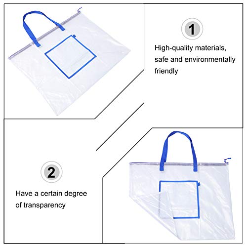 Healifty Art Portfolio Tote Bag PVC Waterproof Painting Board Storage Bag Drawing Tools Carry Bag for Bulletin Boards Artwork Charts and Teaching Material Blue