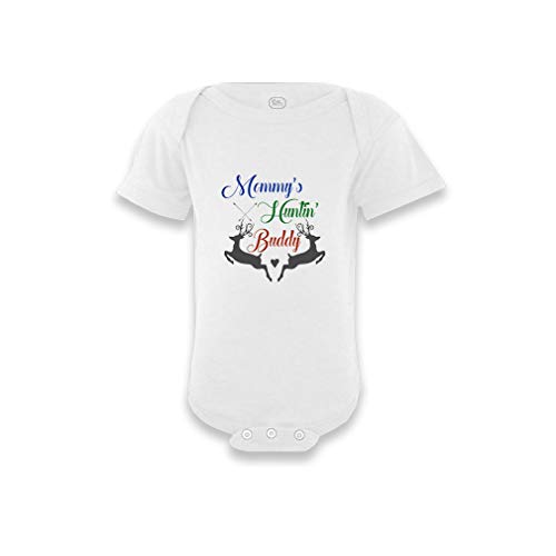 Custom Personalized Baby Bodysuit Mommy's Hunting Buddy Hunter Funny Cotton Boy & Girl Baby Clothes A White Design Only 6 Months