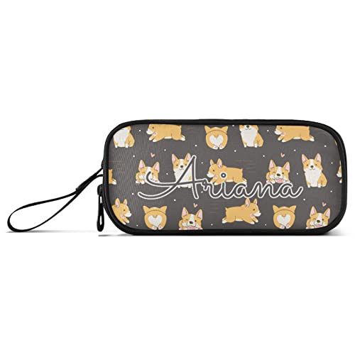 J JOYSAY Custom Corgi Cute Dogs Pencil Case Large Big Capacity Personalized Pencil Bag for Girls Boys Customized Pouch Bag Pen Boxes Stationery Pouch Zipper for Teens Adults Student