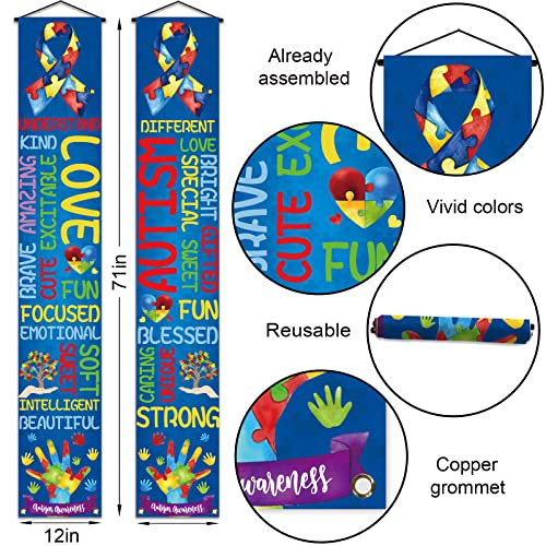 Nepnuser Autism Awareness Porch Banner April Front Door Wall Indoor Outdoor Hanging Decoration Photo Booth Backdrop