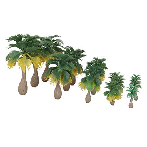 NUOLUX 15pcs Model Train Palm Trees 5 Size Tropical Forest Landscape Scale N Z 1:100-1:300