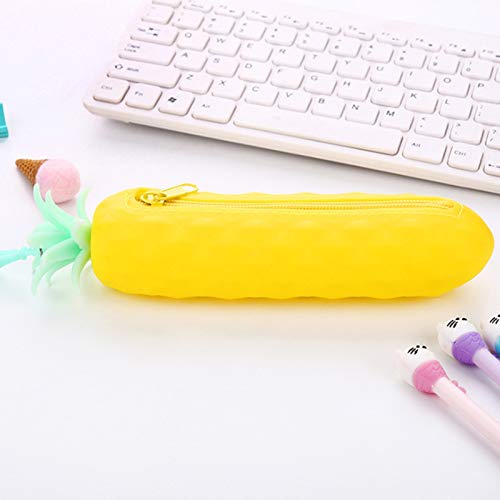 ManFull High Capacity Pen Case, Pencil Pouch, Pen Bag, Carrot Banana Fruit Silicone Pencil Case Storage Pen Bag Coin Purse Key Wallet for School Corn**