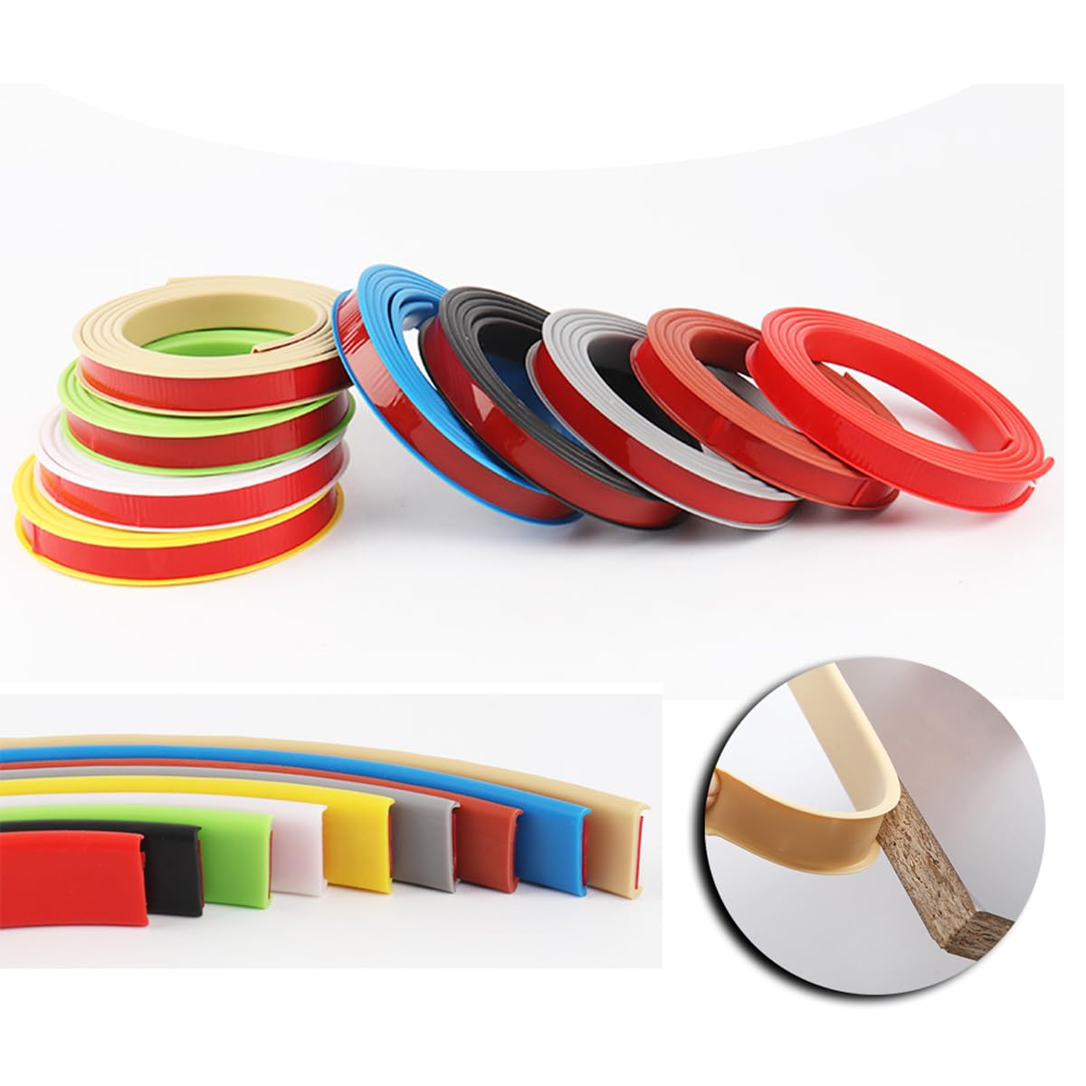 homeemoh U-Shape Edge Banding Self Adhesive Veneer Edging Trim 40mm x 5m Furniture Edge Protector for Table Cabinets Shelves