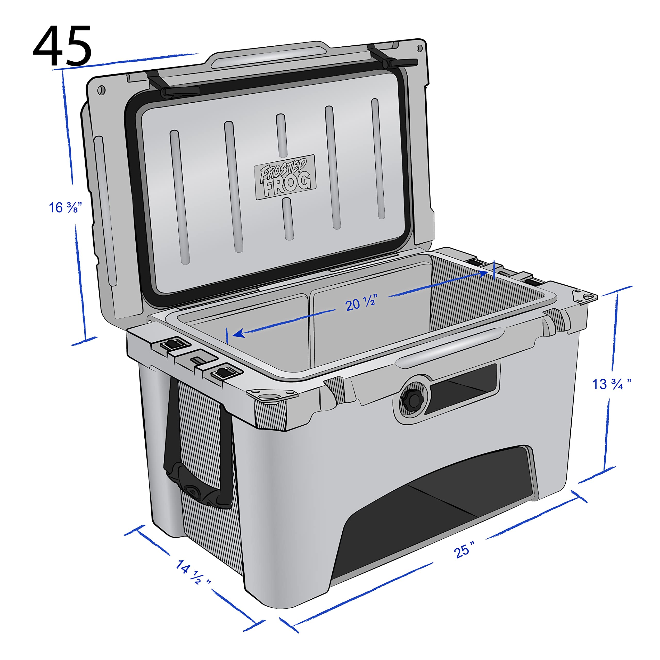 Frosted Frog Black White and Gray Camo 45 Quart Ice Chest Heavy Duty High Performance Roto-Molded Commercial Grade Insulated Cooler