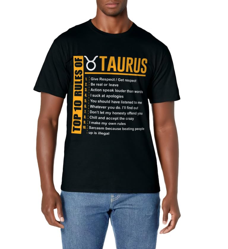 Birthday Gifts - Top 10 Rules Of Taurus Zodiac T-Shirt T-Shirt