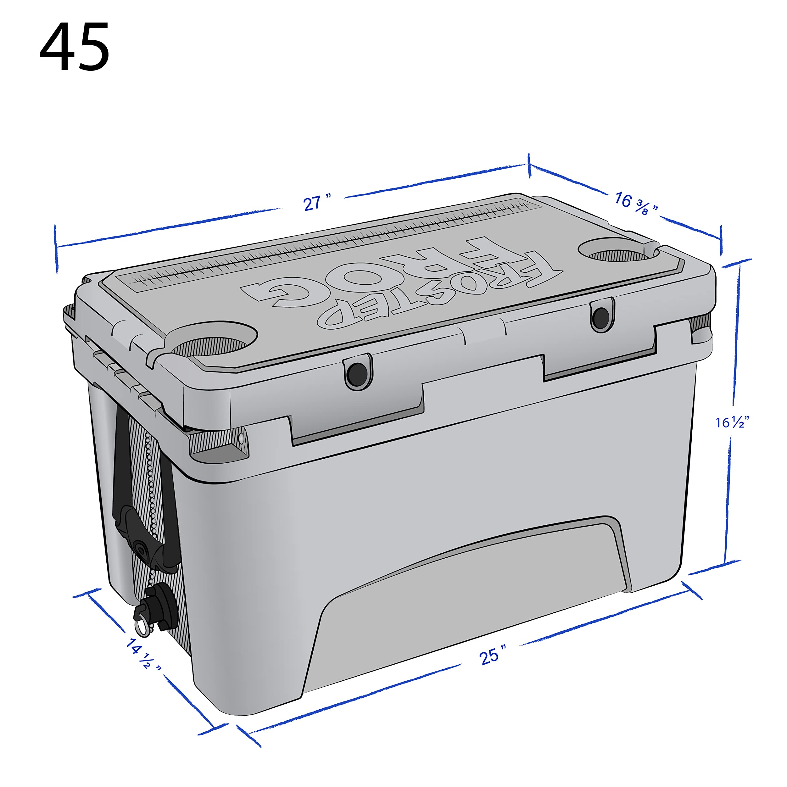 Frosted Frog Black White and Gray Camo 45 Quart Ice Chest Heavy Duty High Performance Roto-Molded Commercial Grade Insulated Cooler
